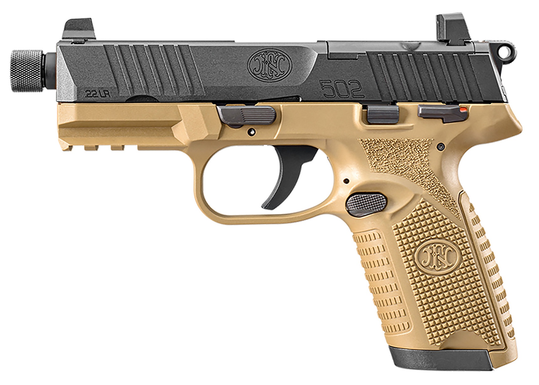 Pistolet FN HERSTAL 502 Tactical Bi-Tone Black/FDE cal.22Lr - Armes ...