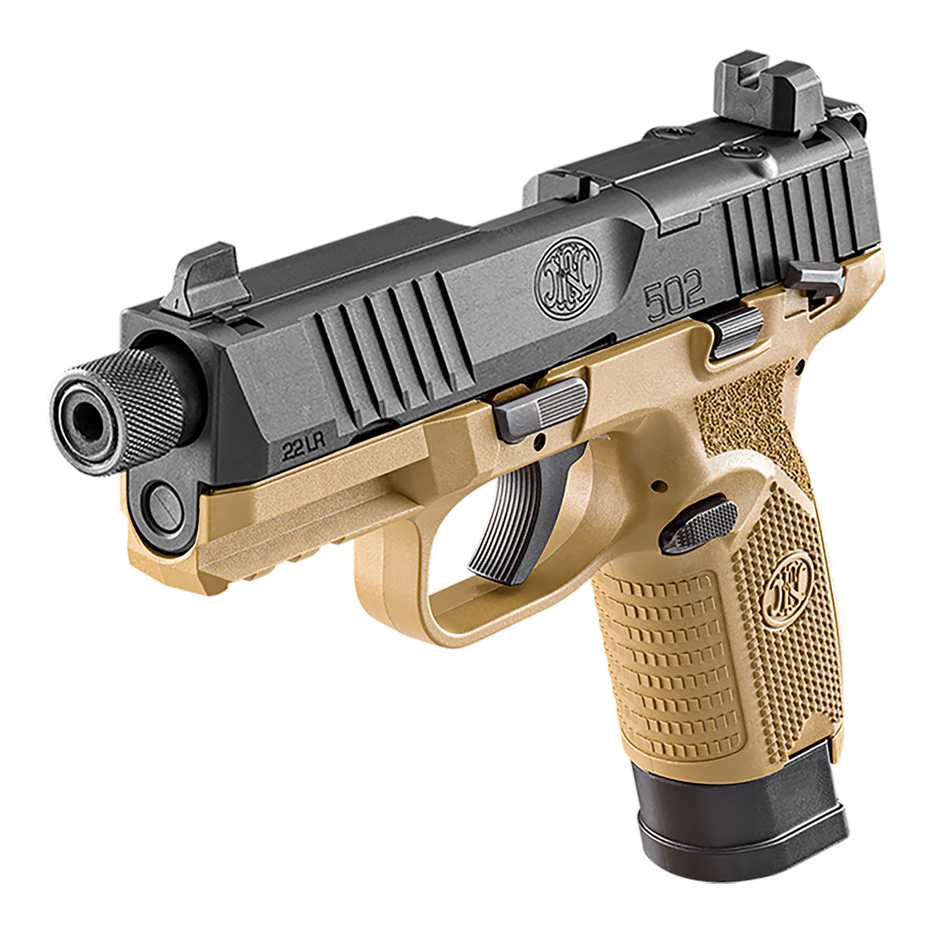 Pistolet FN HERSTAL 502 Tactical Bi-Tone Black/FDE cal.22Lr - Armes ...