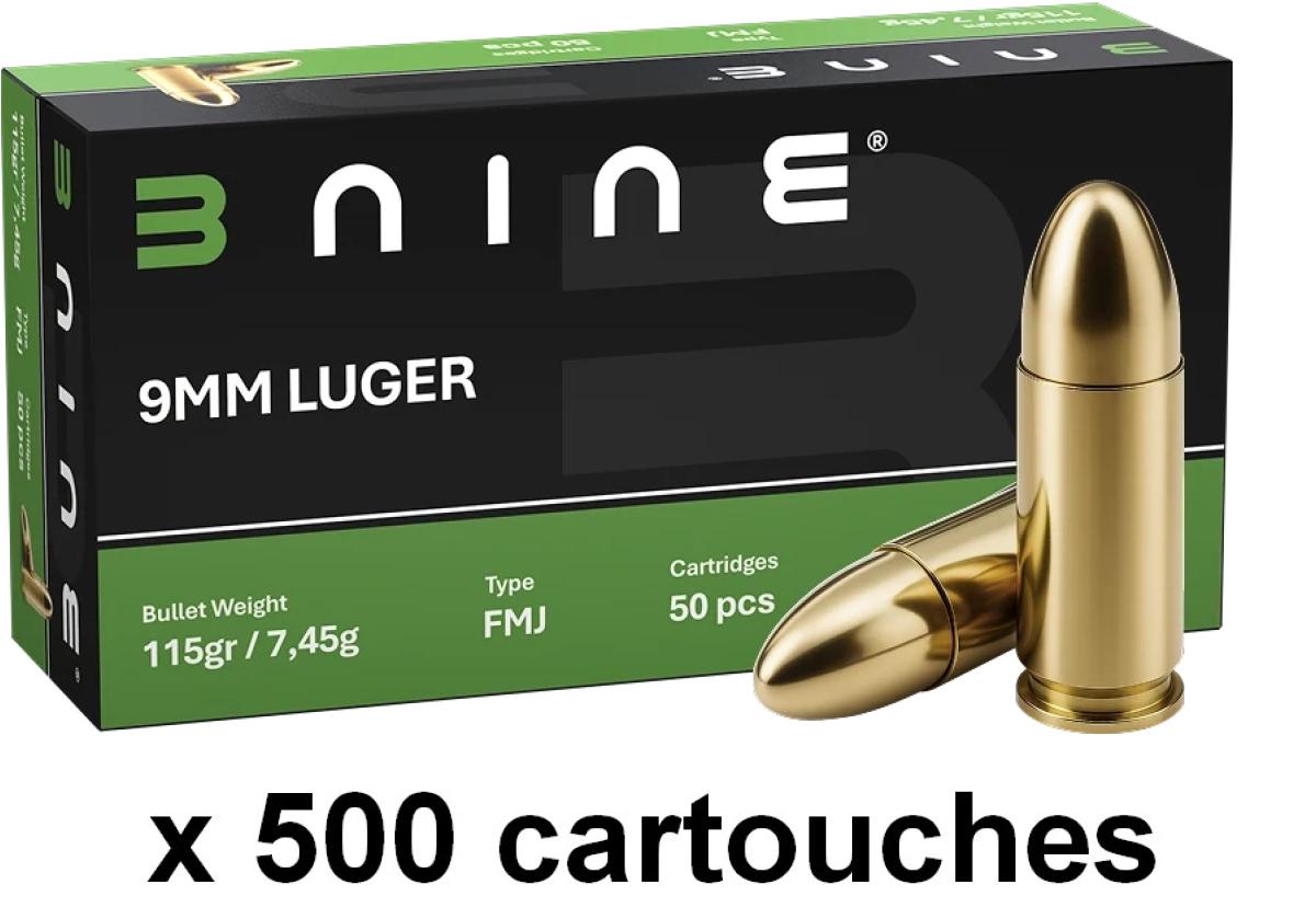 B NINE cal.9mm PARA FMJ (115gr) /500 - Armes catégorie B sur armurerie ...