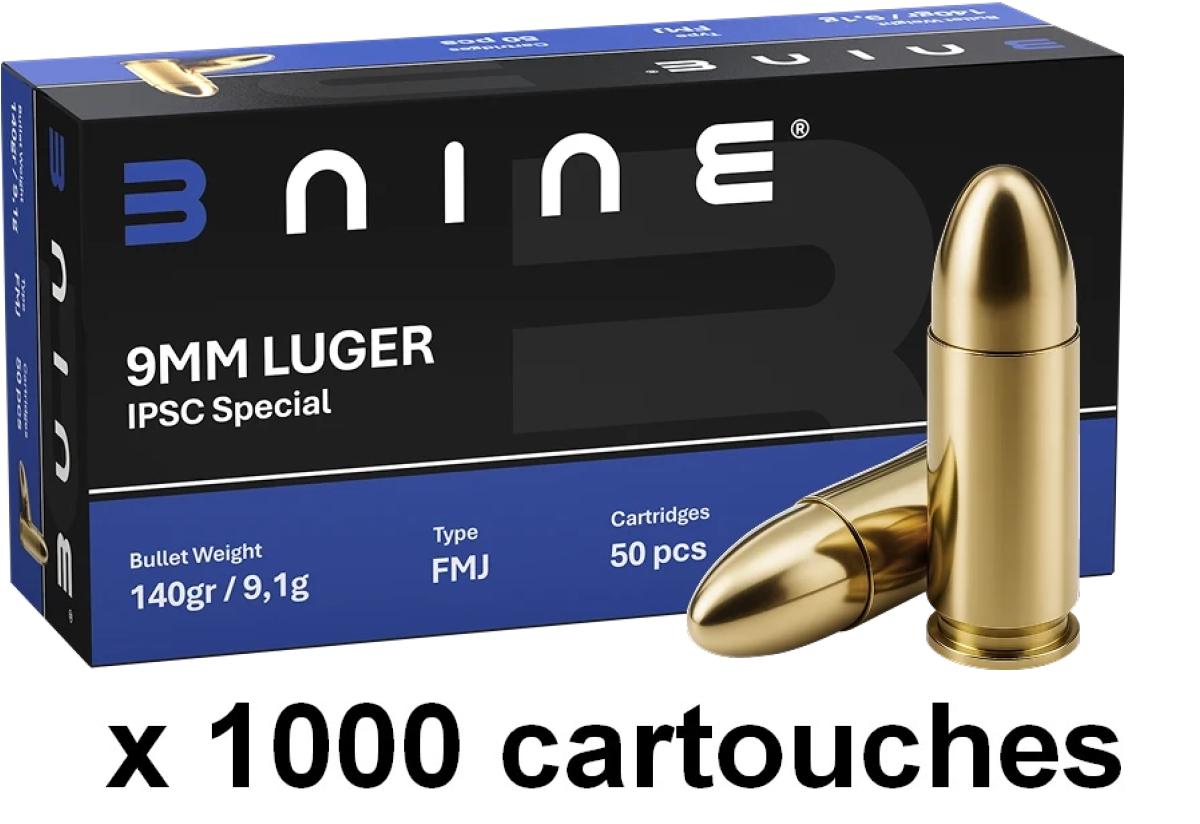 B NINE cal.9mm PARA FMJ IPSC Spécial (140gr) /1000 - Armes catégorie B ...