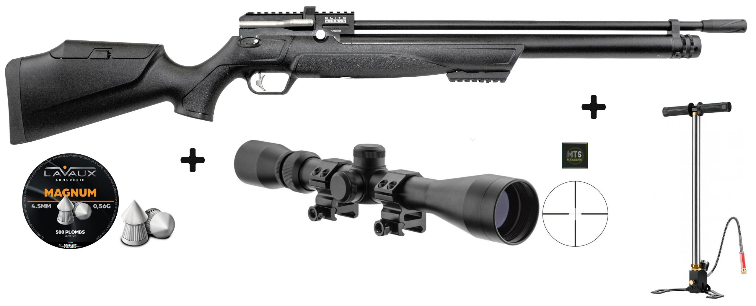 Carabine PCP ELITE AIRGUN RANGER cal.4,5mm (19,9 joules) "Pack Sniper ...
