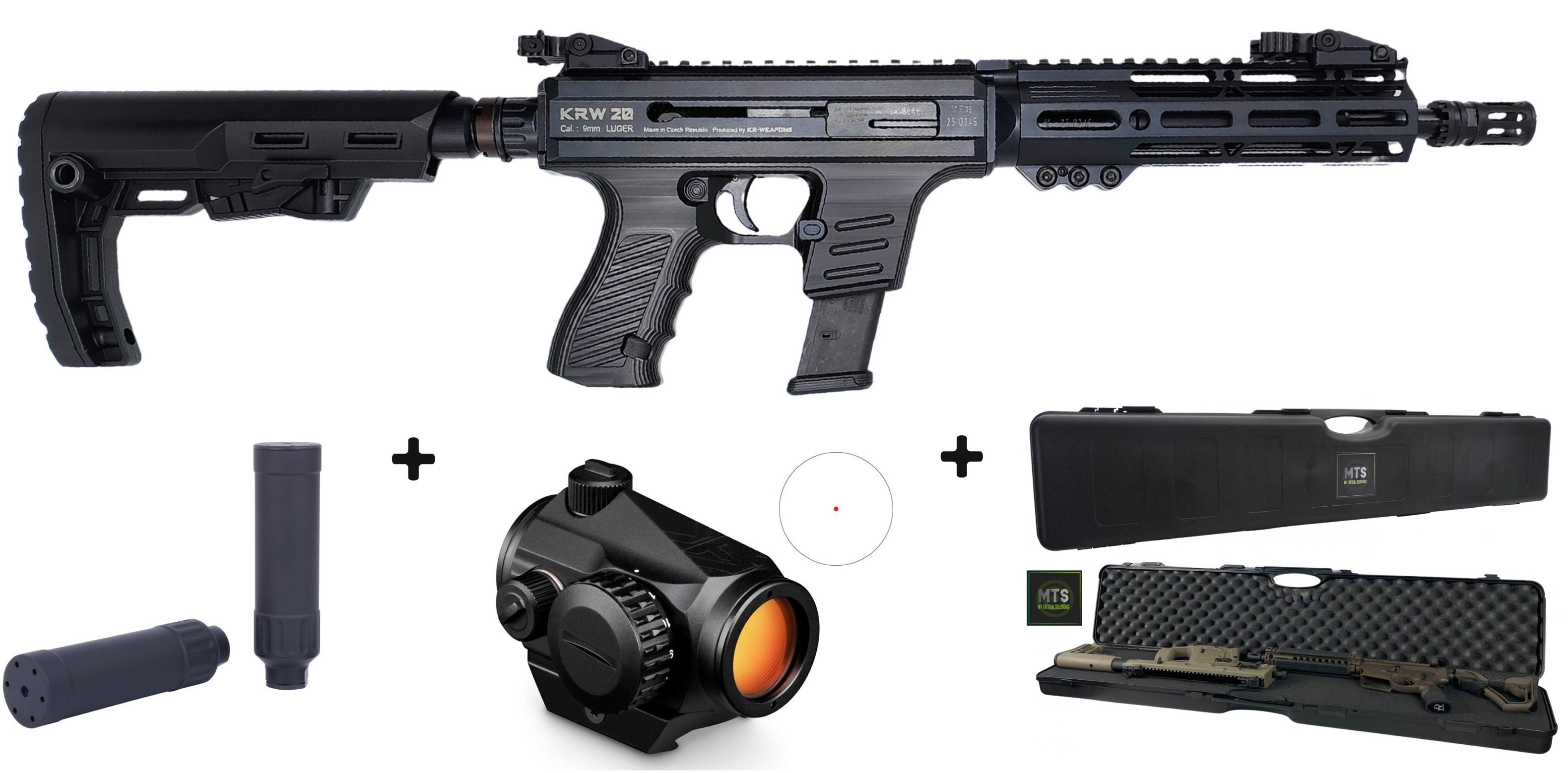 Carabine KRW 20 Black V5 AR-Light 10" cal.9x19 "Pack Co-Witness VORTEX ...