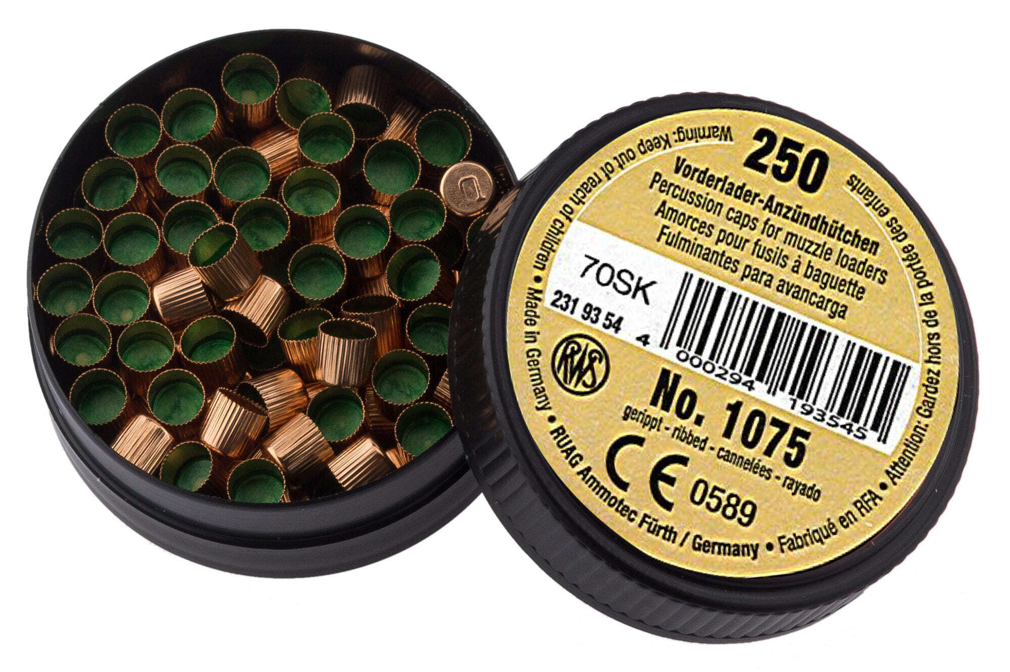 Amorces cannelées RWS 1075 pour revolver à poudre noire /250 - Armes ...