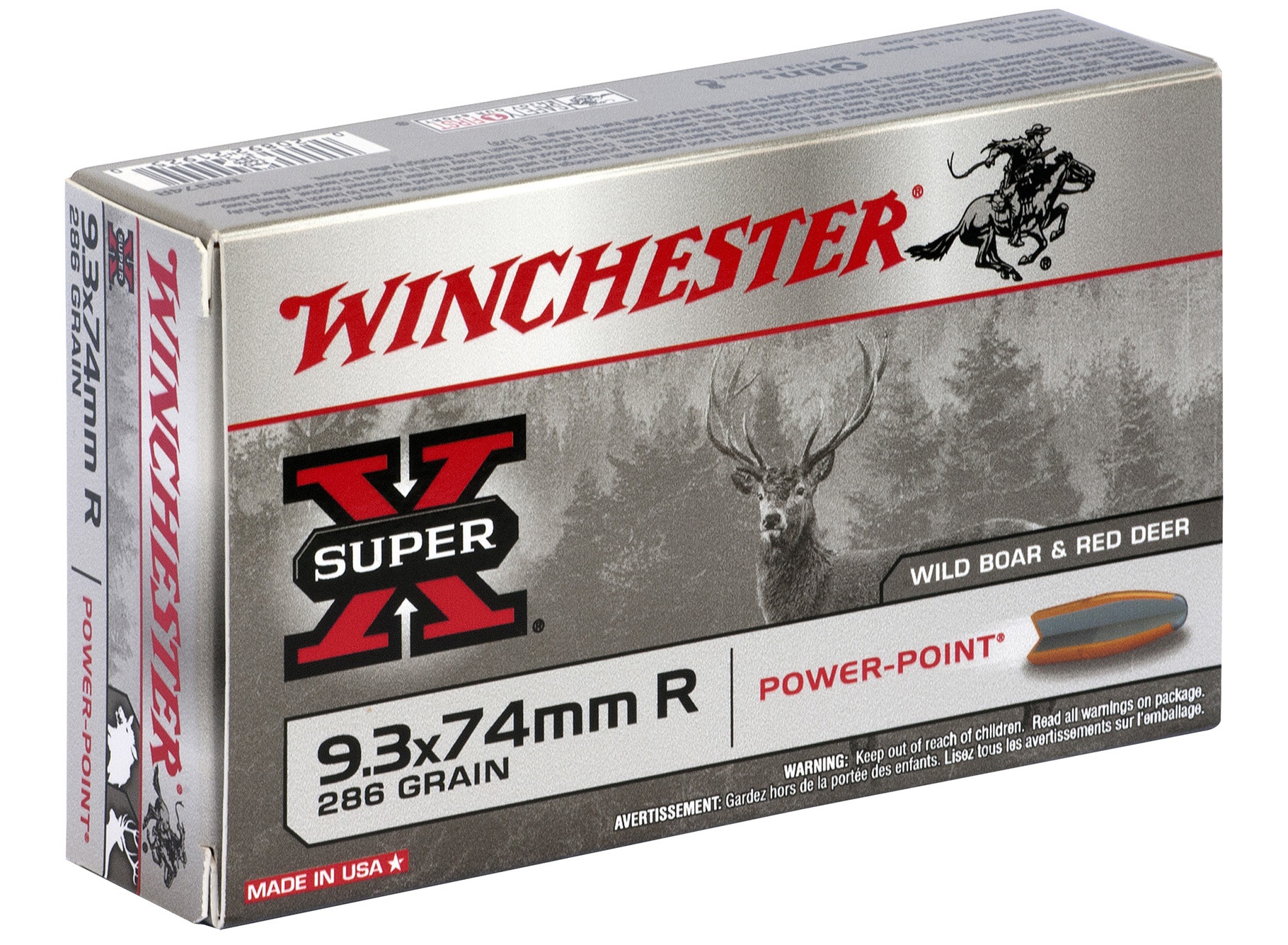 WINCHESTER cal.9,3x74 R Power Point 286 grains - 18.5 grammes /20 ...